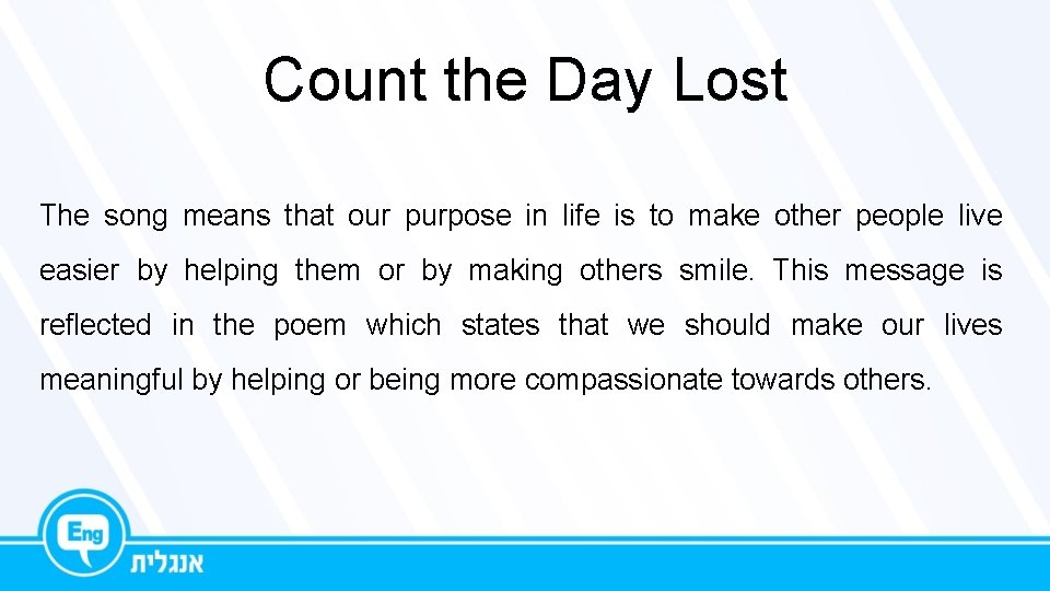 Count the Day Lost By George Elliot Mary