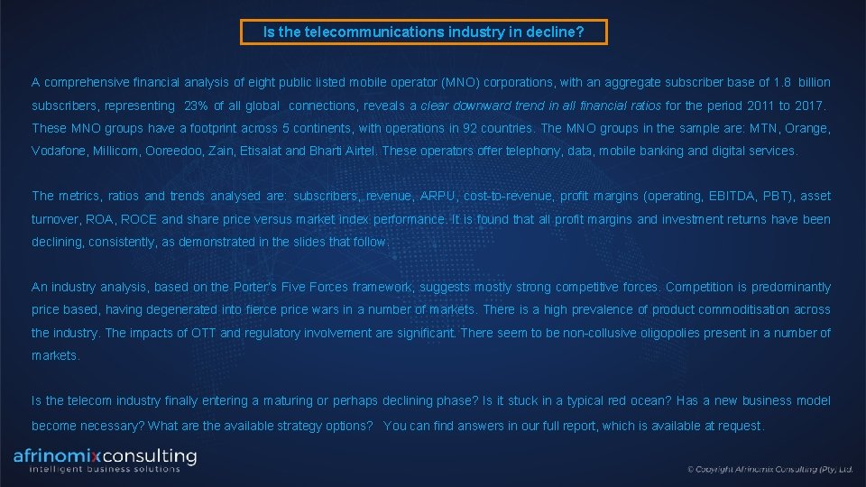 Is the telecommunications industry in decline A comprehensive