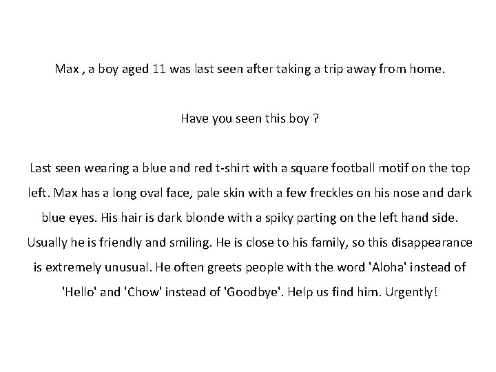 Noun Phrases to Describe Characters This sequence was