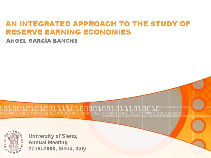 AN INTEGRATED APPROACH TO THE STUDY OF RESERVE