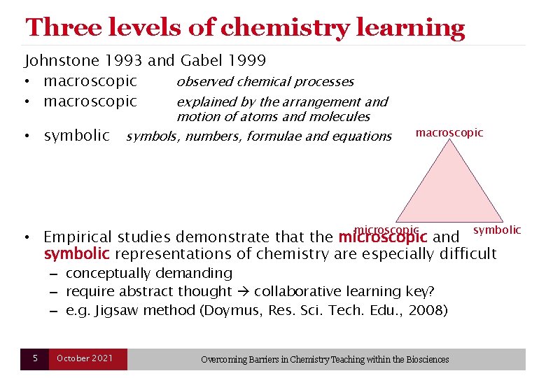 Overcoming Barriers in Chemistry Teaching within the Biosciences