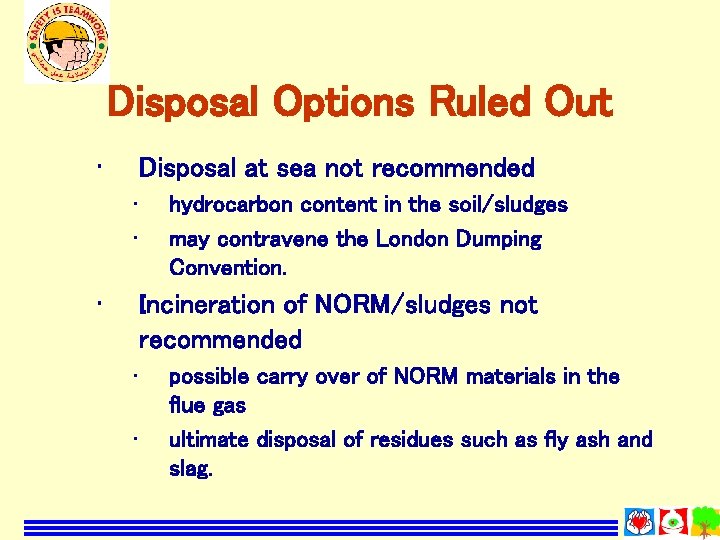 Proposed Disposal Routes for NORM Contaminated Soil and