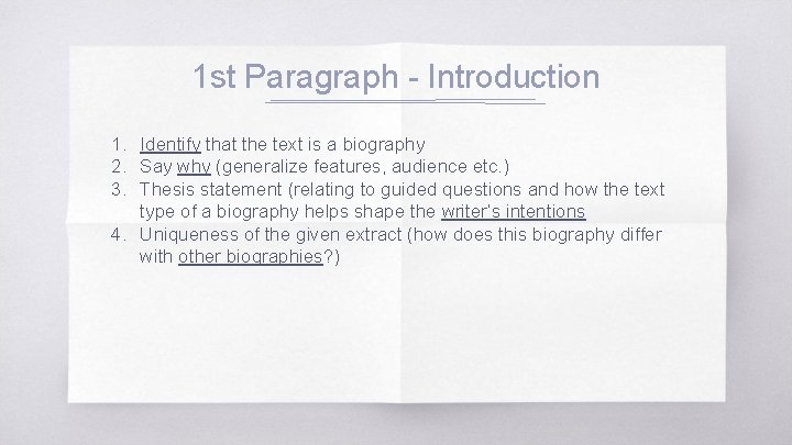 Paper 1 Text type Biography What is a