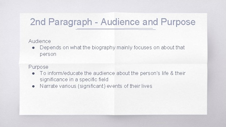 Paper 1 Text type Biography What is a