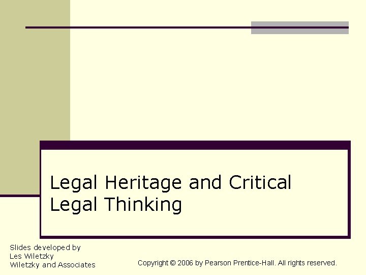 Legal Heritage and Critical Legal Thinking Slides developed