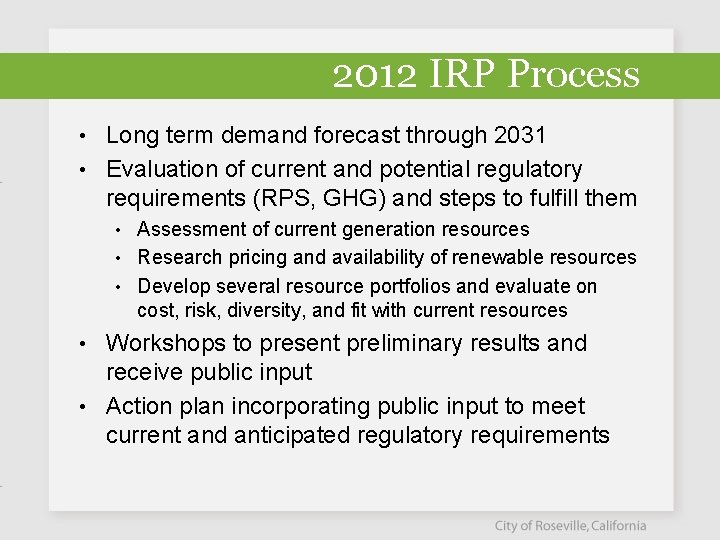 Workshop on Publicly Owned Utility Integrated Resource Plans