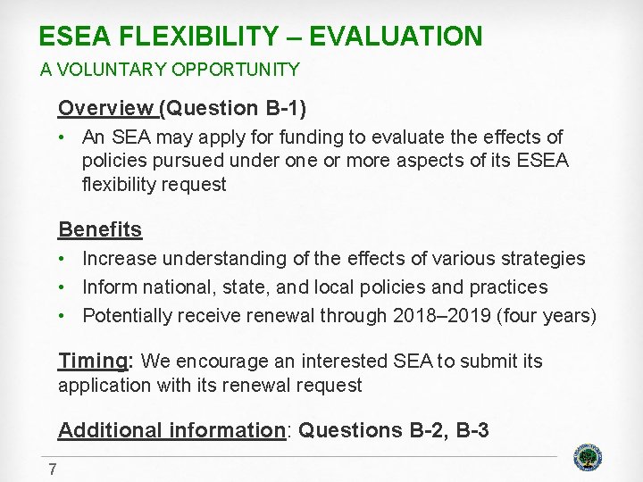 ESEA FLEXIBILITY RENEWAL PROCESS FREQUENTLY ASKED December 18