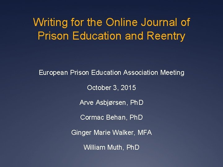 Writing for the Online Journal of Prison Education