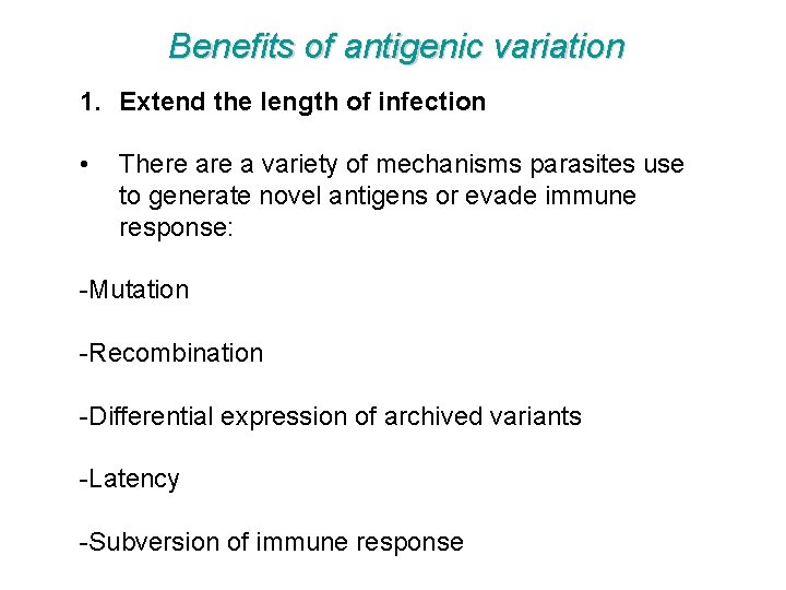Lecture 11 Immunology and disease parasite antigenic diversity