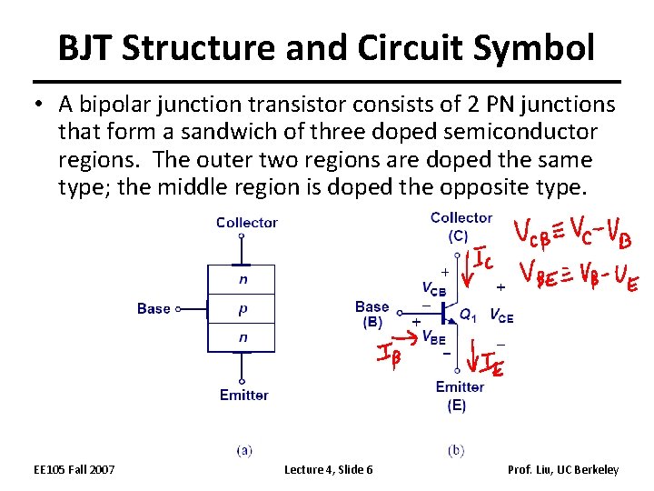 Lecture 4 OUTLINE Bipolar Junction Transistor BJT General