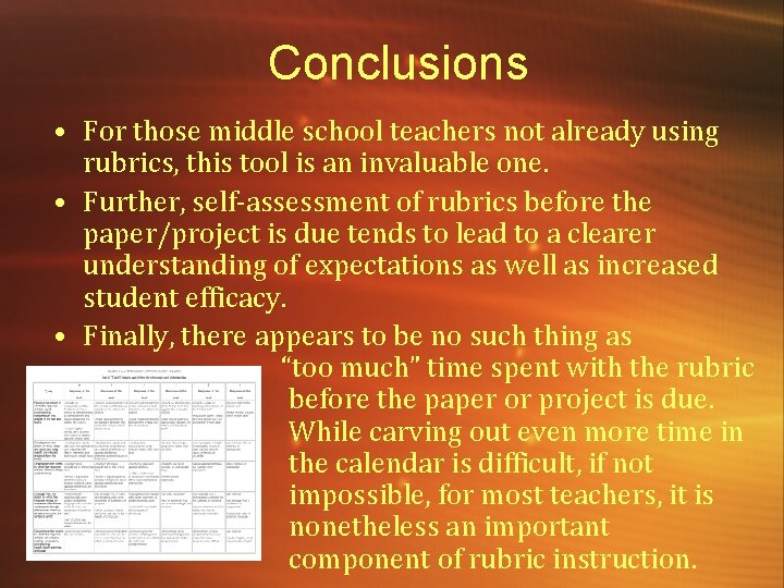 Effectively Using Rubrics in the 7 th Grade