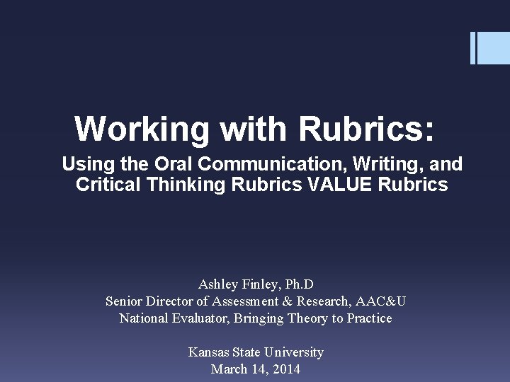 Working with Rubrics Using the Oral Communication Writing