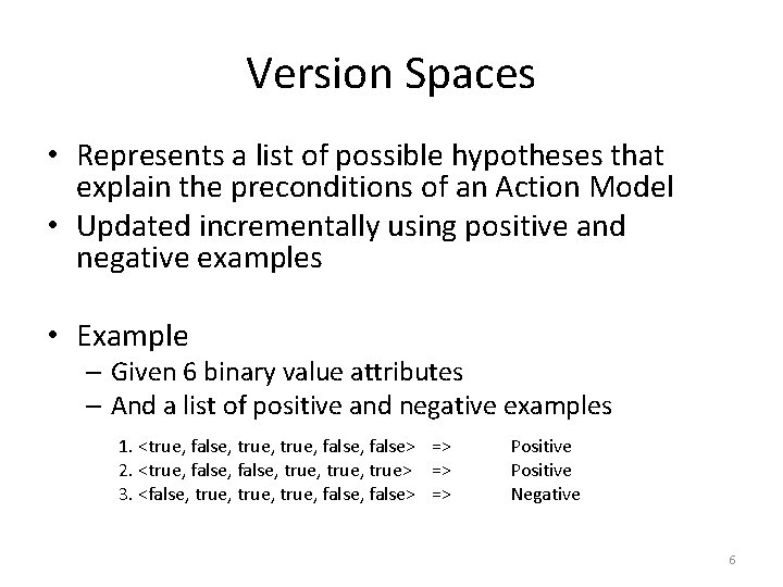 Action Modeling with Graph Based Version Spaces in