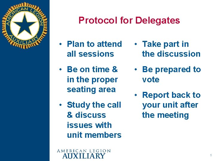 American Legion Auxiliary Protocol 1 Ribbons and Pins