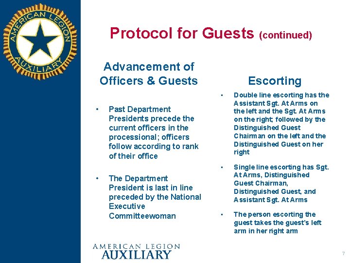 American Legion Auxiliary Protocol 1 Ribbons and Pins