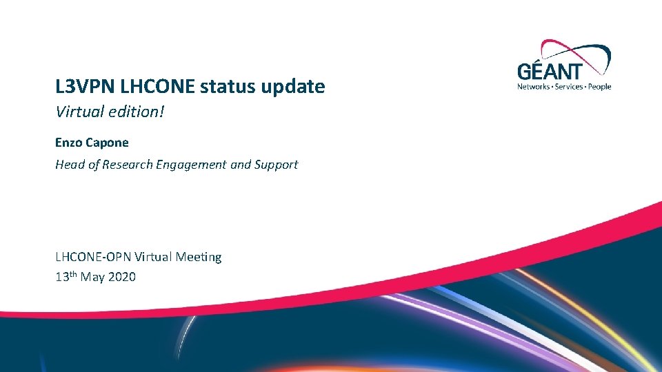 L 3 VPN LHCONE status update Virtual edition