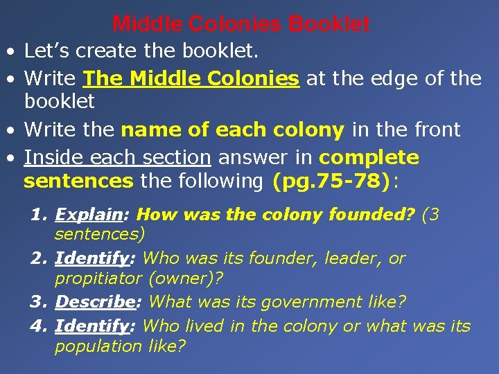 The Middle Colonies Chapter 3 Lesson 3 EQ