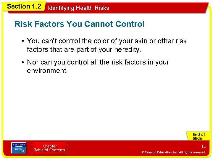 Section 1 2 Identifying Health Risks Objectives Identify