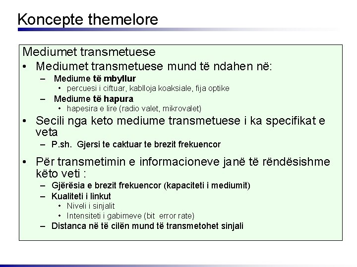 SHMP Komunikimet Mobile Kapitulli I Rrjetet Komunikuese Prmbajtja