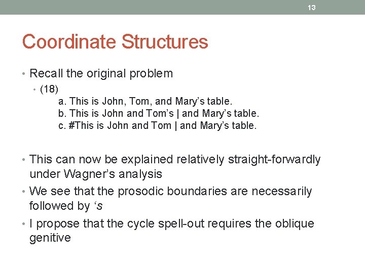 ENGLISH GENITIVES IN COORDINATE STRUCTURES Caleb Feltis University