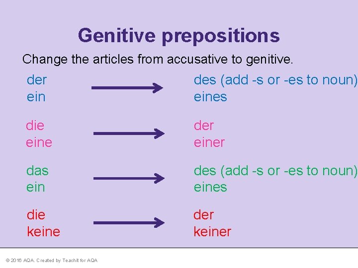 Cases with prepositions 2016 AQA Created by Teachit