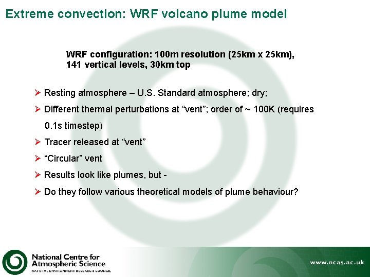 Extreme convection WRF volcano plume model WRF configuration