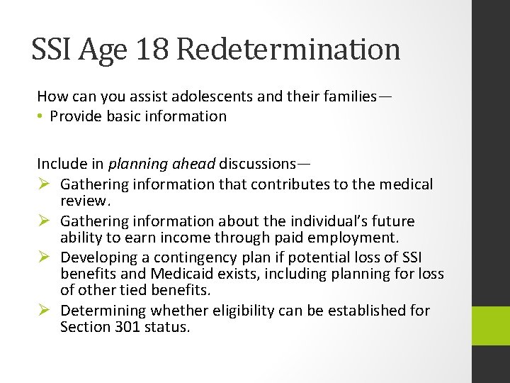 Benefits Counseling Tips and Tools for Transition Age