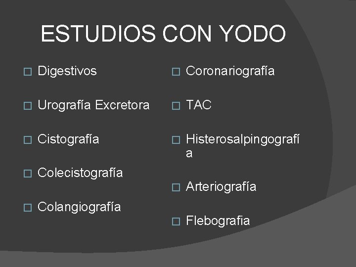 MEDIOS DE CONTRASTE MEDIOS DE CONTRASTE BARIO YODO