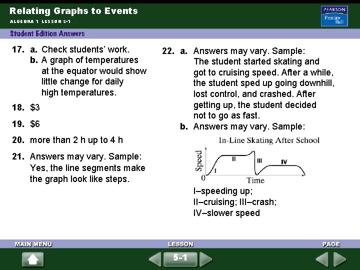 Relating Graphs to Events ALGEBRA 1 LESSON 5