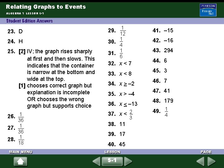 Relating Graphs to Events ALGEBRA 1 LESSON 5