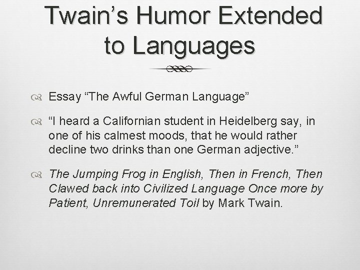 Mark Twain and American Humor Contexts for Understanding