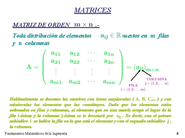 Tema 1 MATRICES PRODUCTO DE MATRICES POTENCIAS NATURALES