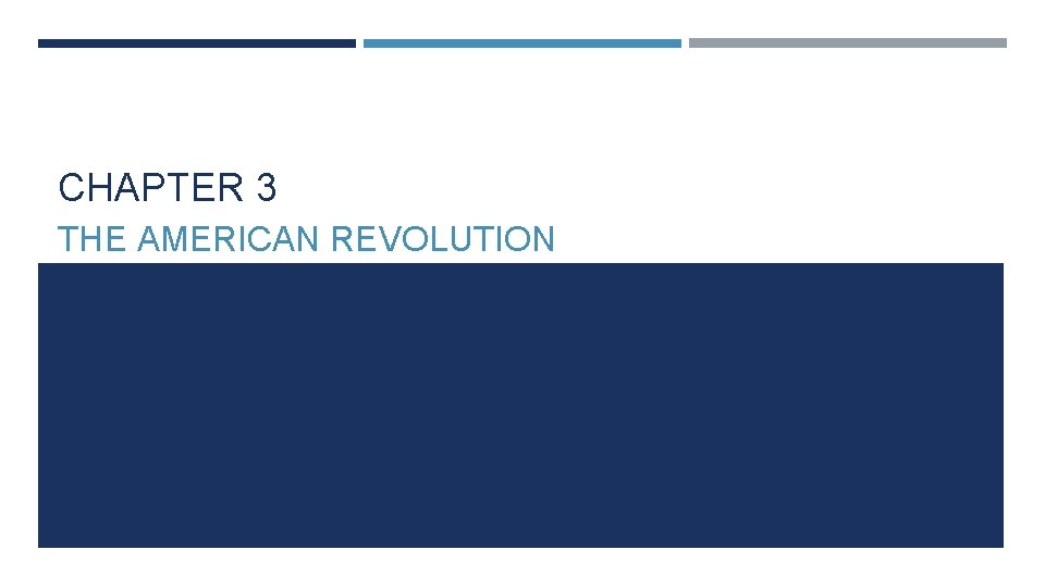 CHAPTER 3 THE AMERICAN REVOLUTION IMPORTANT EVENTS LEADING
