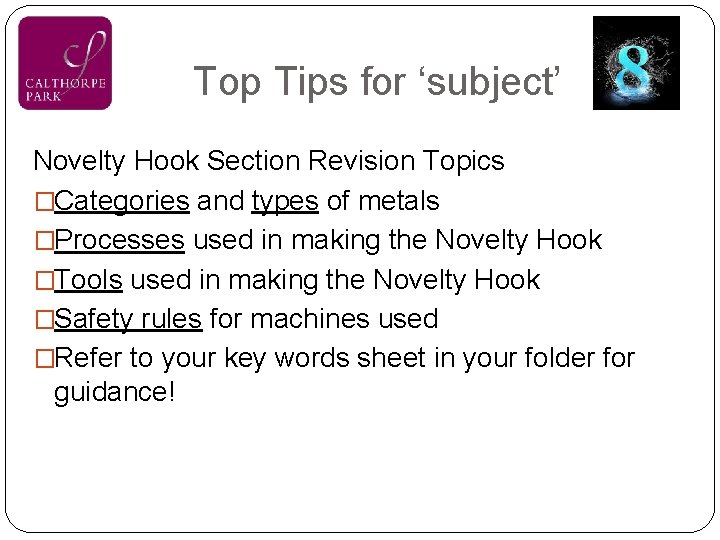 Top Tips for subject During your double lessons