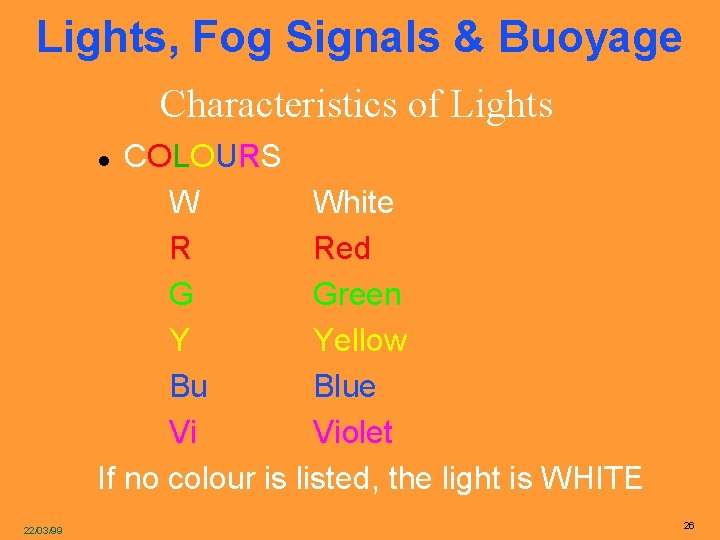 Lights Fog Signals Buoyage Module Lights Fog Signals