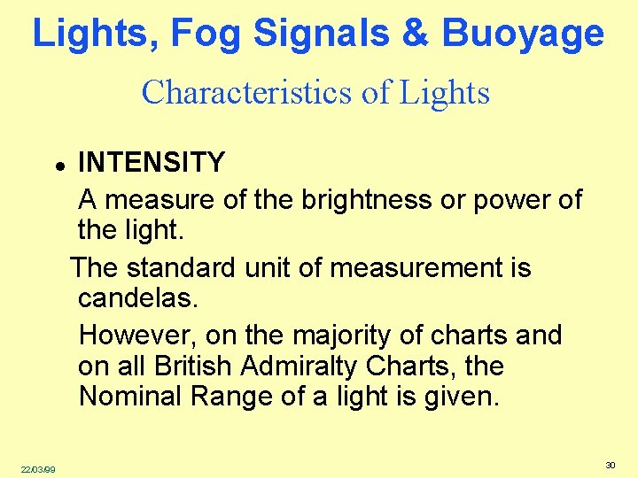 Lights Fog Signals Buoyage Module Lights Fog Signals