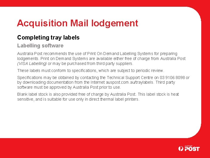 Acquisition Mail Lodgement Business Letter Services Introduction ...