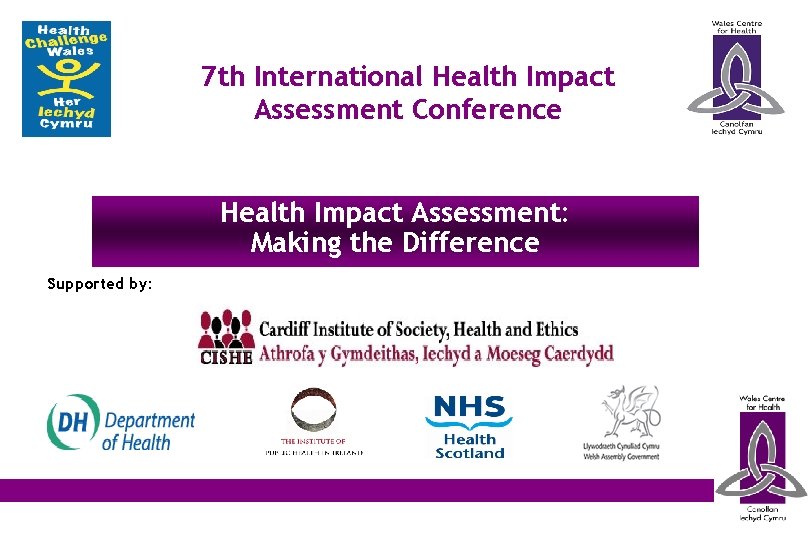 Health Impact Assessment Making the Difference Plenary 1