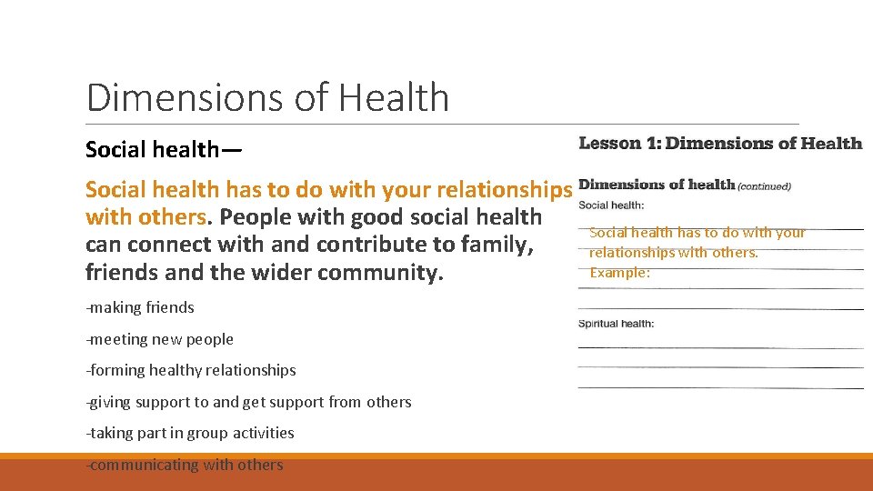 Emotional and Mental Health LESSON 1 Objective Students