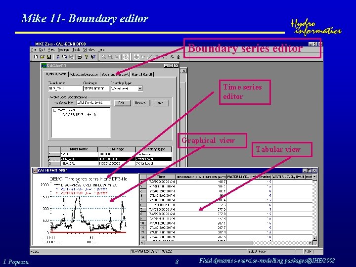 Modelling tools MIKE 11 Part 2 Menus IHE