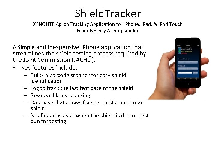 Shield Tracker XENOLITE Apron Tracking Application for i