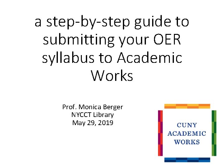 a stepbystep guide to submitting your OER syllabus