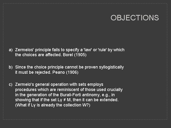 ZERMELO A NEW PROOF OF THE POSSIBILITY OF