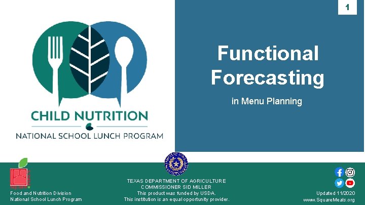 1 Functional Forecasting in Menu Planning Food and