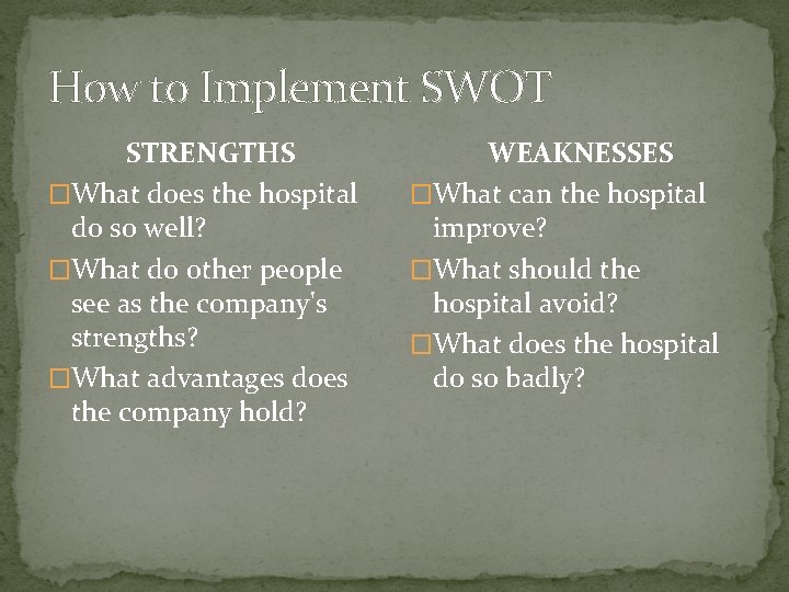Strategic Planning SWOT Analysis Maine Medical Center By