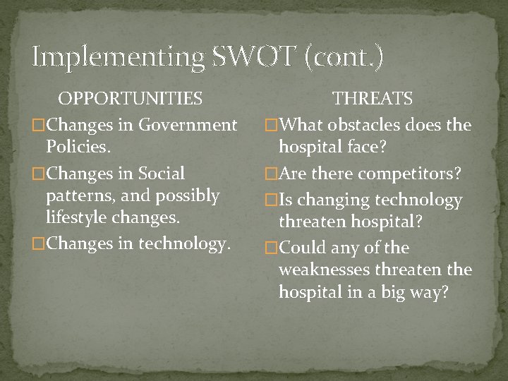 Strategic Planning SWOT Analysis Maine Medical Center By