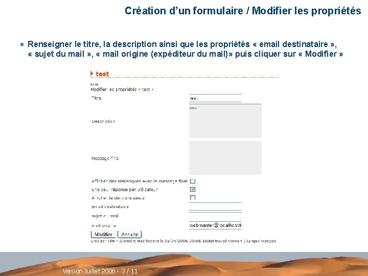Cration dun formulaire Crer dans lespace de travail