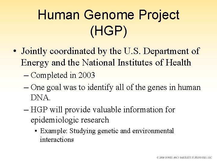 Chapter 10 Special Epidemiologic Applications Learning Objectives ...