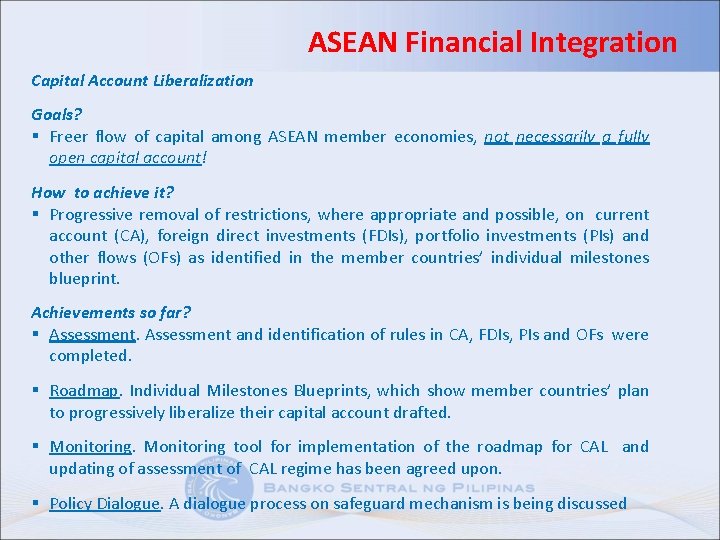 ASEAN FINANCIAL INTEGRATION Bankers Institute of the Philippines