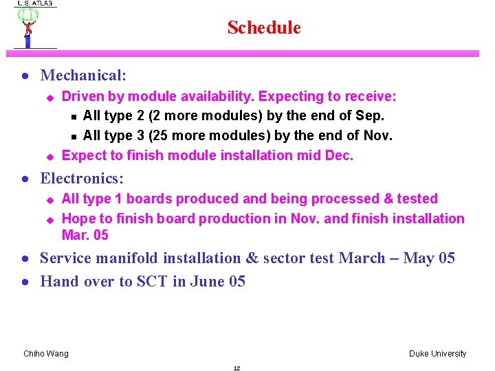 TRT Barrel integration Status Schedule Chiho Wang Duke